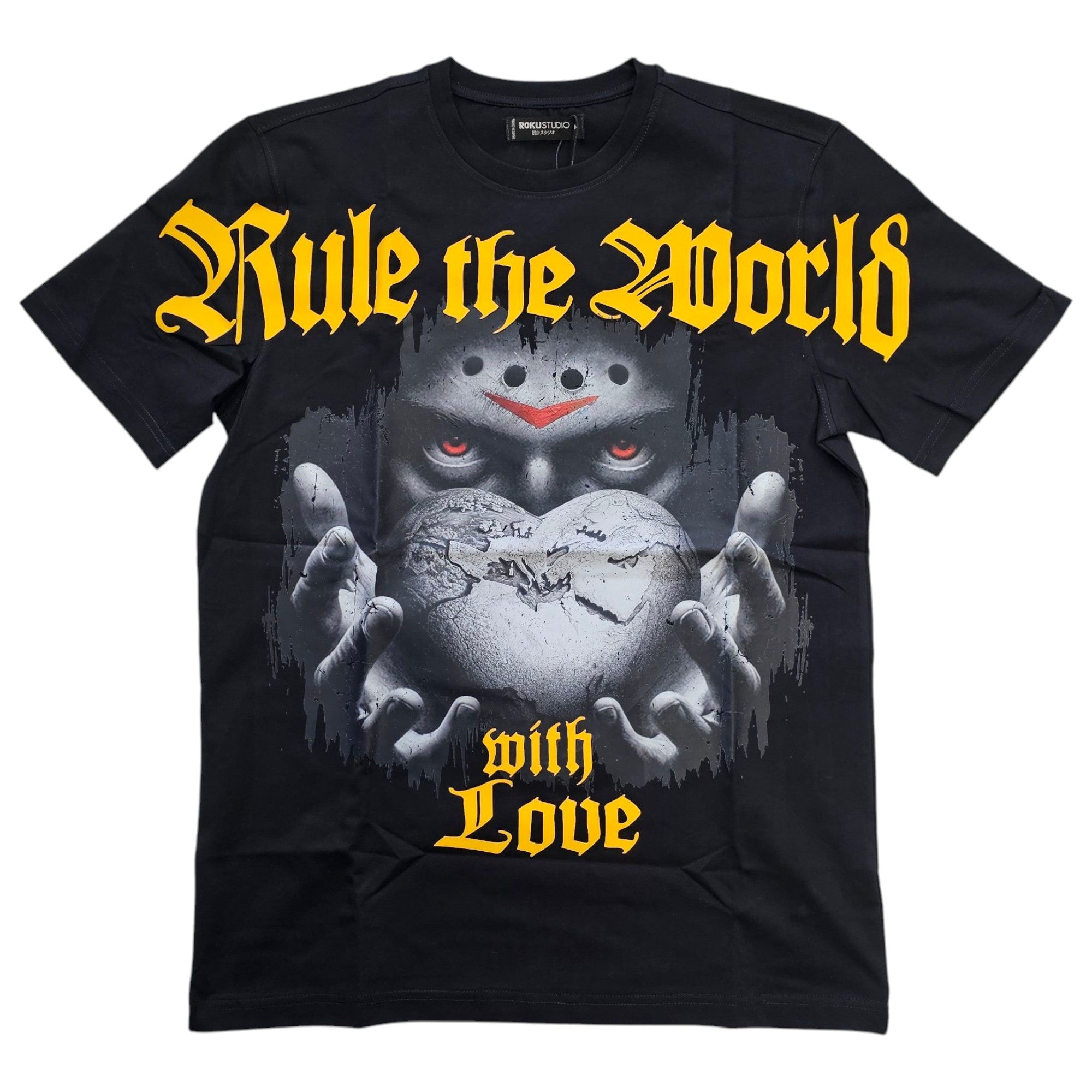 ROKU RULE THE WORLD REGULAR T-SHIRT BLACK – ROS 3 CLOTHING CO.